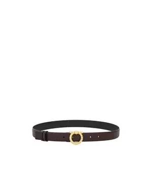 FERRAGAMO Gancini Buckle Leather Belt - Fuchsia/black