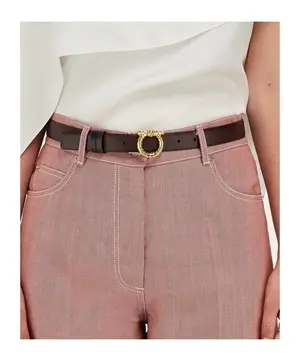 FERRAGAMO Gancini Buckle Leather Belt - Fuchsia/black