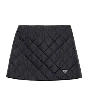 Prada Quilted Mini Skirt With Logo Detail
