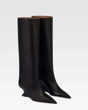 Paris Texas Nina Wedge Heeled Boots - Black