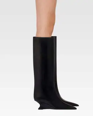 Paris Texas Nina Wedge Heeled Boots - Black