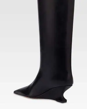 Paris Texas Nina Wedge Heeled Boots - Black