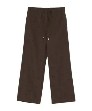 Attico Embroidered Wide Leg Trousers - Brown