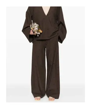Attico Embroidered Wide Leg Trousers