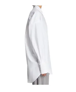 DARKPARK Long-sleeved Curved Hem Buttoned Shirt - Gray