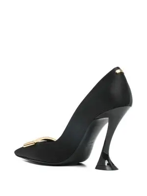 LANVIN Sculpted-heel Pumps With Gold Buckle - Black