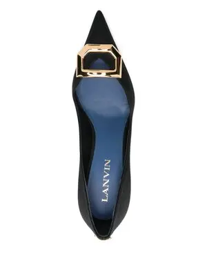 LANVIN Sculpted-heel Pumps With Gold Buckle - Black
