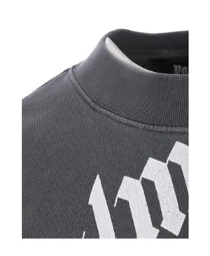 Palm Angels Logo Printed Crewneck Sweatshirt - Black