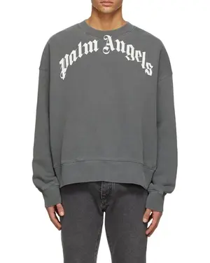 Palm Angels Logo Printed Crewneck Sweatshirt - Black