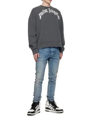 Palm Angels Logo Printed Crewneck Sweatshirt - Black
