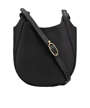 Longchamp Curved Leather Shoulder Bag - Black