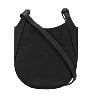 Longchamp Curved Leather Shoulder Bag - Black