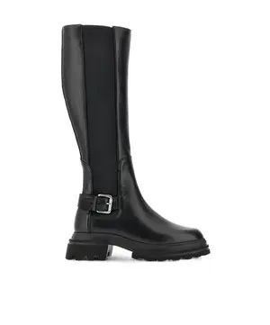 Hogan Knee-high Leather Boots With Buckle Detailing