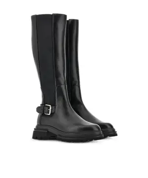 Hogan Knee-high Leather Boots With Buckle Detailing