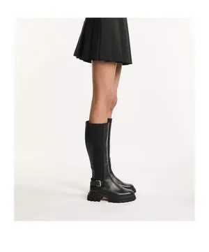 Hogan Knee-high Leather Boots With Buckle Detailing