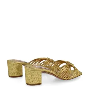 AQUAZZURA 60mm Knot-detail Metallic Mules