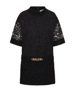 Valentino Garavani Vlogo Chain Embellished Lace Dress