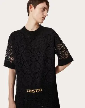Valentino Garavani Vlogo Chain Embellished Lace Dress