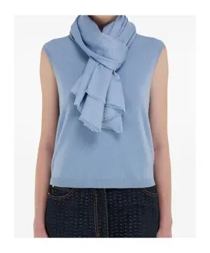 FERRAGAMO Gancini Fringed-edge Scarf - Blue