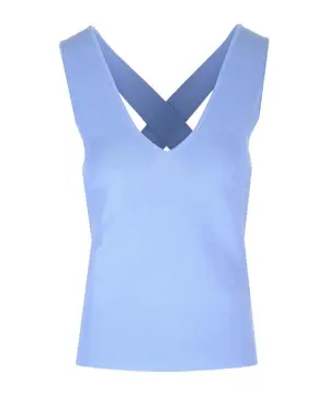 P.a.r.o.s.h Plunging V-neck Knitted Top With Wide Shoulder Straps