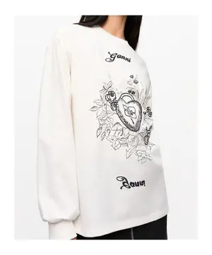 GANNI Re-cut Heavy Long Sleeve T-shirt With Graphic Print