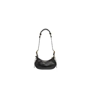 Balenciaga Cagole Embossed Shoulder Bag - Black