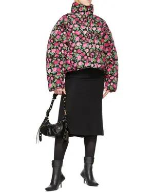 Balenciaga Cagole Embossed Shoulder Bag - Black