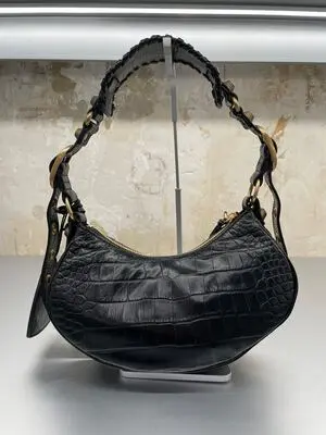 Balenciaga Cagole Embossed Shoulder Bag - Black