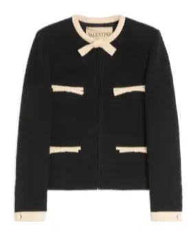 Valentino Garavani Bow Detail Crewneck Jacket - Black