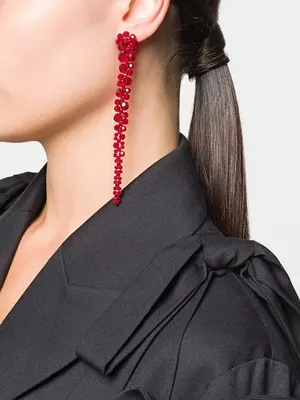 Simone Rocha Drip Crystal Drop Earrings - Red