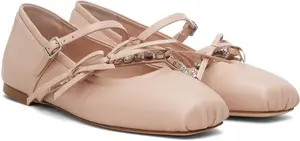 JIMMY CHOO Square Toe Rhinestone Embellished Ballet Flats - Macaron/macaron