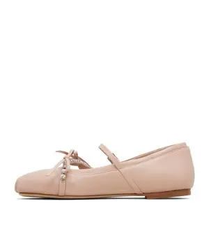 JIMMY CHOO Square Toe Rhinestone Embellished Ballet Flats - Macaron/macaron