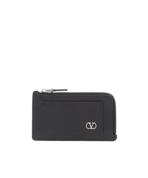 Valentino Garavani Vlogo Signature Zip-up Wallet - Black