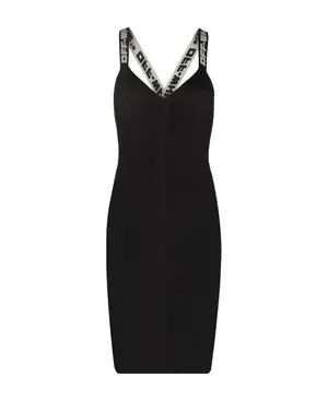 Off-White V-neck Criss-cross Strap Mini Dress - Black