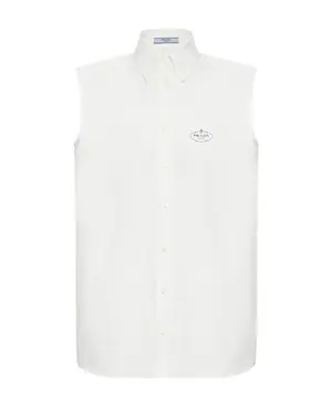 Prada Sleeveless Lapel Shirt - White