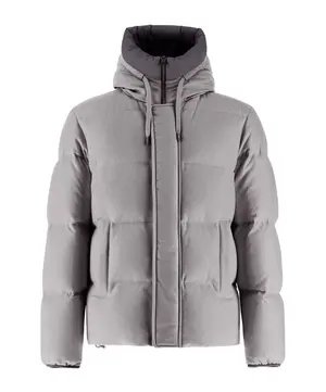 Herno Long-sleeved Hooded Down Jacket - Grey