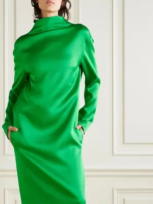 TOM FORD Shiny Crepe Mock Neck Column Evening Dress