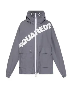 Dsquared2 Logo Print Zip Up Jacket - Gray