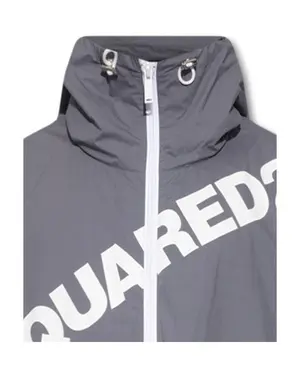 Dsquared2 Logo Print Zip Up Jacket - Gray