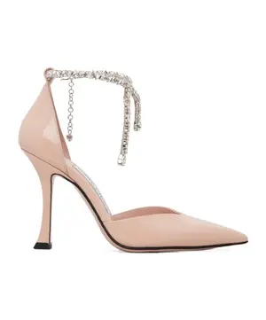 JIMMY CHOO Stevie 100 High Heel Pointed Toe Ankle Strap Pumps - Macaron