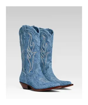 SONORA Santa Fe Panelled Denim Boots - Blue