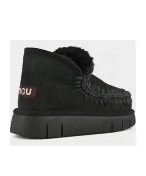Mou Round Toe Boots With Logo Detailing - Black