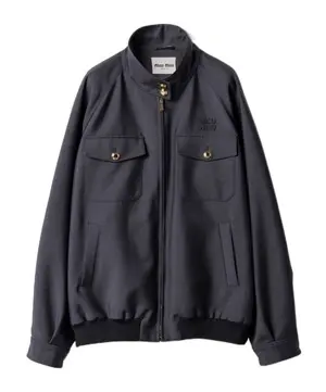 Miu Miu Zip-up Blouson Jacket With Embroidered Logo