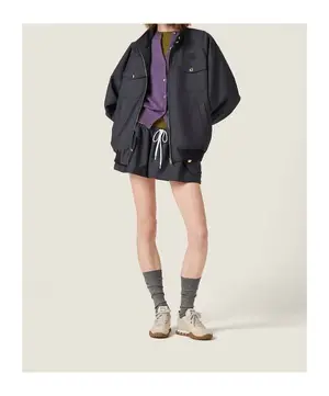 Miu Miu Zip-up Blouson Jacket With Embroidered Logo