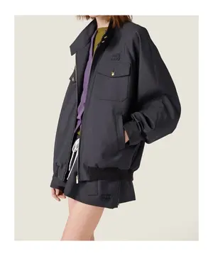 Miu Miu Zip-up Blouson Jacket With Embroidered Logo