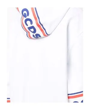 Gcds Logo Tape Printed Hoodie - White