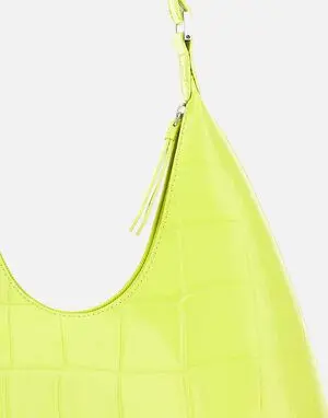 By Far Amber Croc Effect Leather Shoulder Bag - Yellow