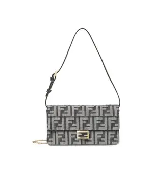 Fendi Baguette Ff Jacquard Chain-linked Wallet - Blue