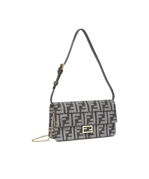 Fendi Baguette Ff Jacquard Chain-linked Wallet - Blue