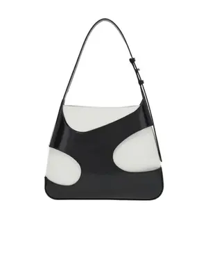FERRAGAMO Cut-out Detailed Logo Debossed Shoulder Bag - Black